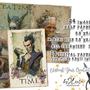 TEA TIME Half Pages Printable | Quirky and Funny Junk Journal Mixed ...