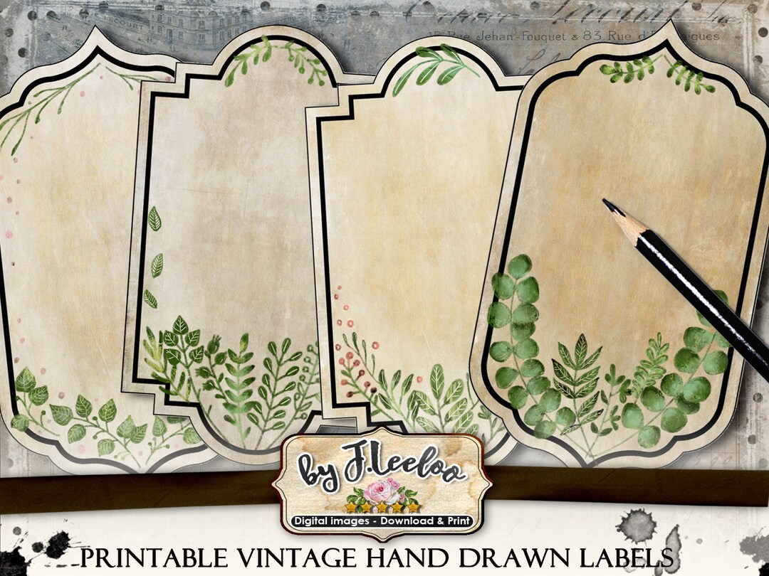 BOTANICAL TAGS Labels Blank Apothecary Editable Printable Bottle Jar ...