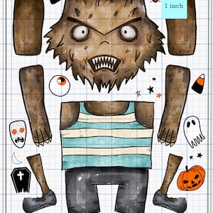 STRANGER PAPER FAMILY Halloween Paper Dolls Hand Drawn Watercolor Scary ...