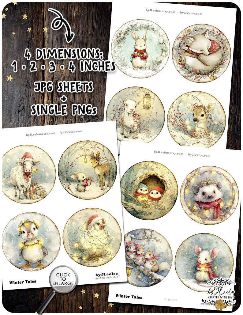 WINTER TALES – Round Christmas Storybook Animals, Holiday Woodland ...