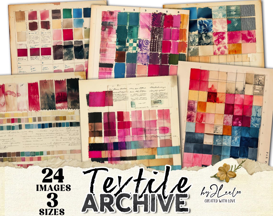TEXTILE ARCHIVE 24 Pages – Vintage Ledger & Fabric Swatches | Junk ...