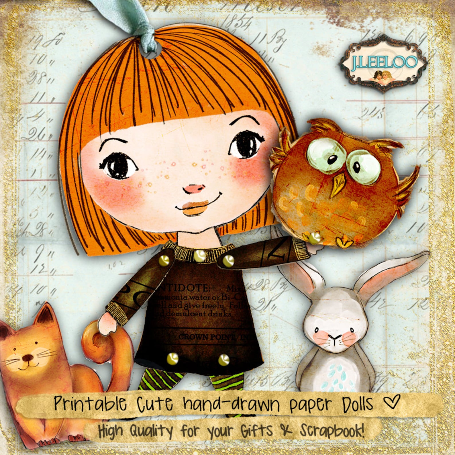 PAPER DOLL Digital Altered Art Digital Collage Sheet for Journal Page ...