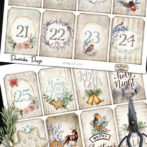 DECEMBER DAYS Tags Printable Vintage Christmas Calendar Daily Countdown ...