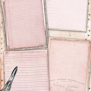PINK LEDGER 8 Digital French Papers for Scrapbook Journal Diary ...