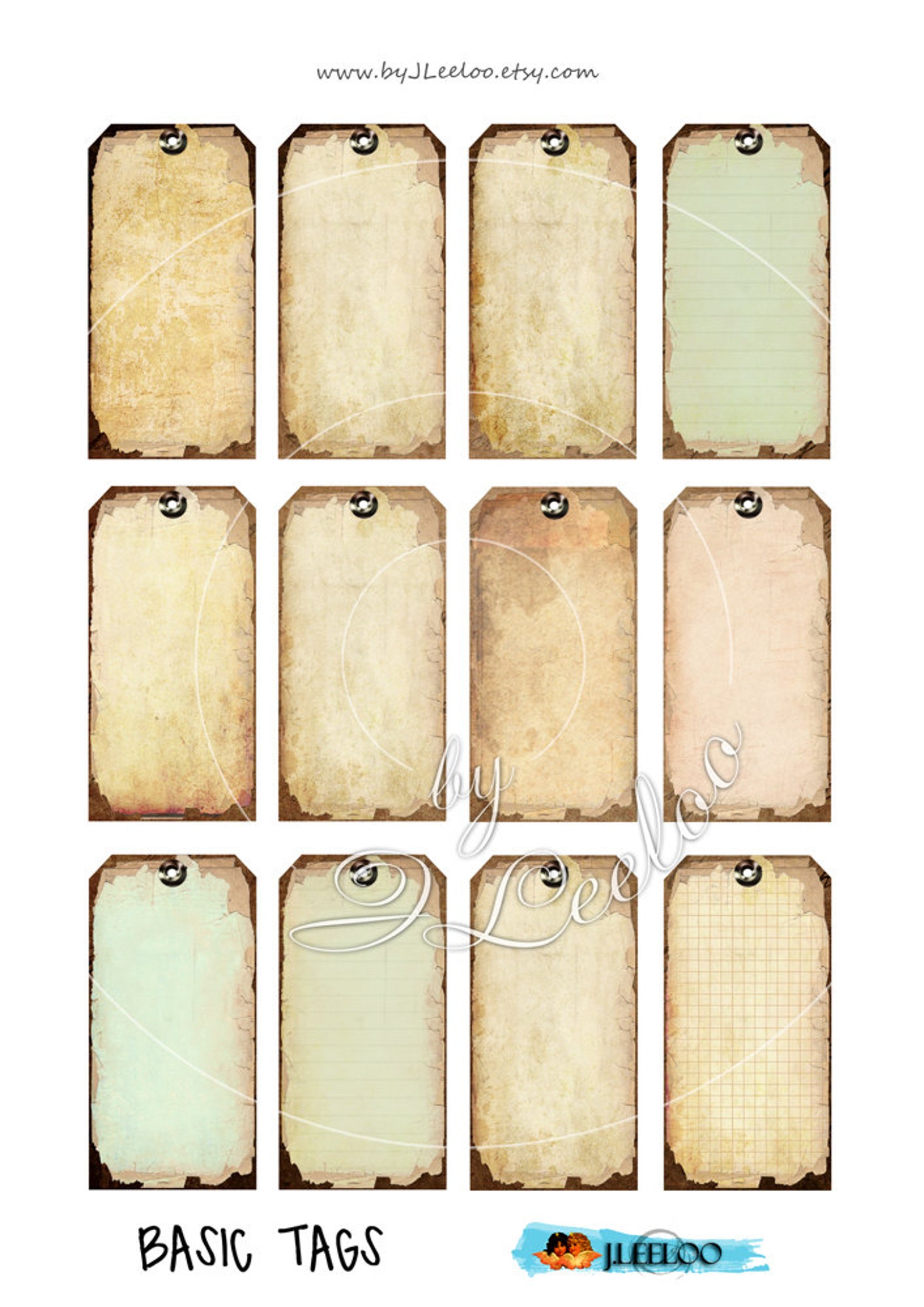 BASIC TAGS Blank Add Your Own Text and Print Distressed Grunge - Etsy