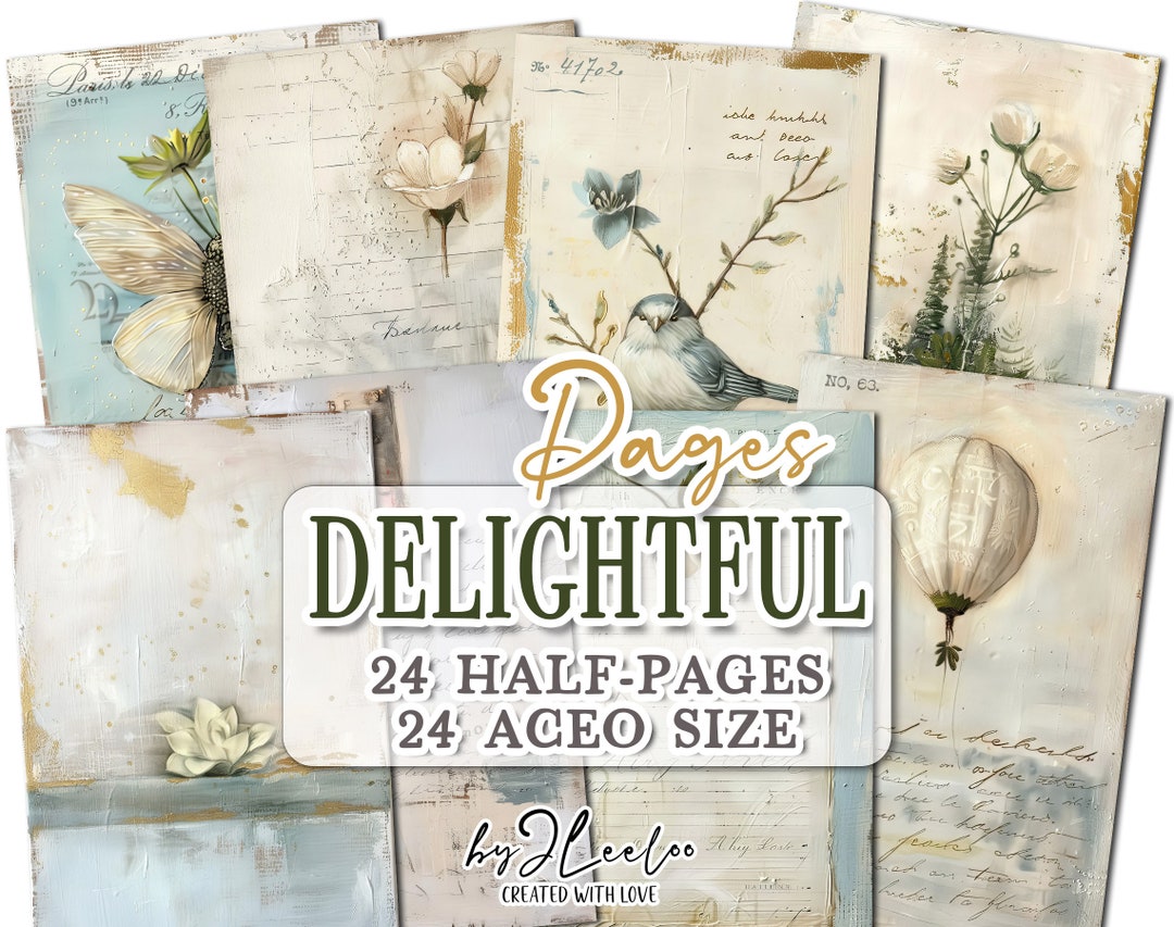DELIGHTFUL PAGES Half Pages Printable | Aceo Botanical Junk Journal ...