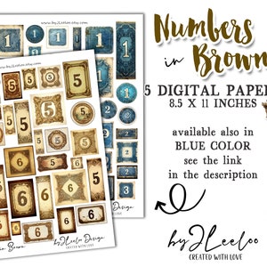 NUMBERS IN BROWN Labels Printable Mystic Fantasy Supplies | Tags ...