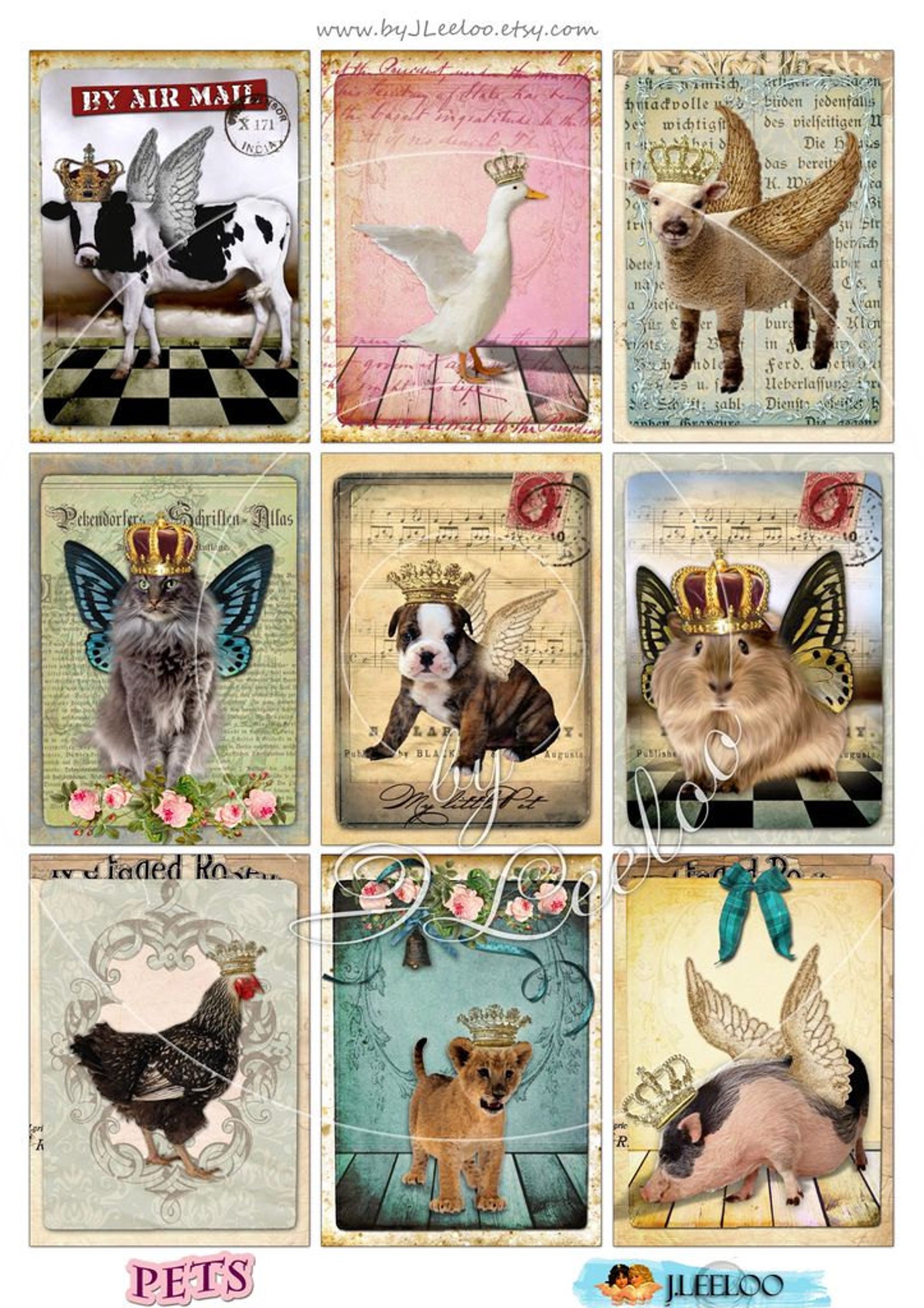 PETS Printable Atc Size Digital Collage Sheet Invitation Diary - Etsy
