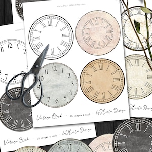 VINTAGE CLOCK 4 Inch Circle Printable Vintage Jpeg Face Clock Clipart ...