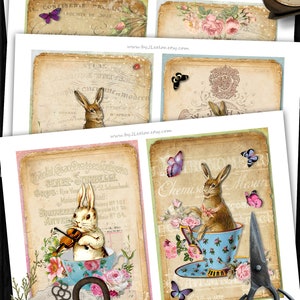 EASTER BUNNIES Printable Rabbit Postcards 5x7 Inch Digital Sheet ...