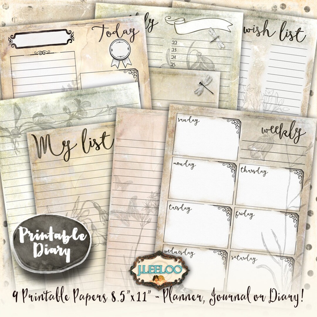 JOURNAL PAGES Large 8.5x11 Inch Scrapbook Editable Writable Week ...