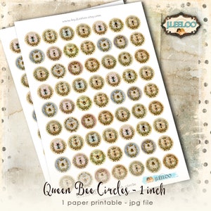 QUEEN BEE Printable Sheets 1 Inch Digital Images French Paper Goods ...