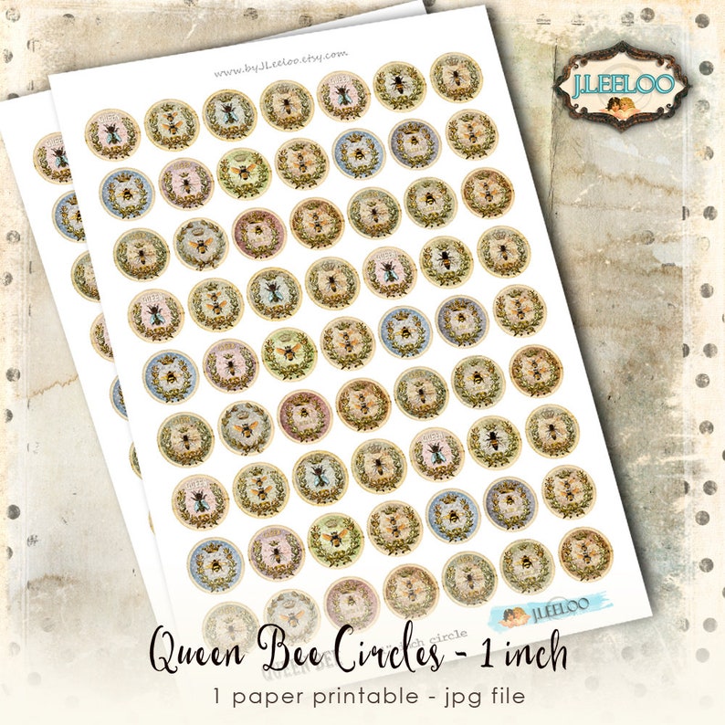 QUEEN BEE Printable Sheets 1 Inch Digital Images French Paper Goods ...