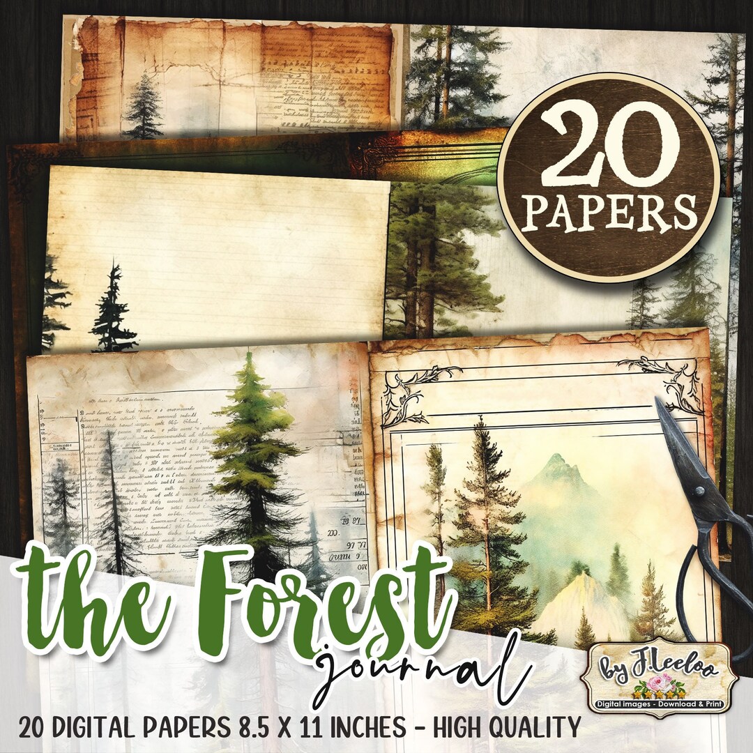 FOREST Junk Journal Kit | Watercolor Forest Scene Printable Pages ...