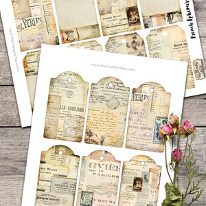 FRENCH EPHEMERA Tags Label Vintage Grunge Journal - Printable Postcard ...