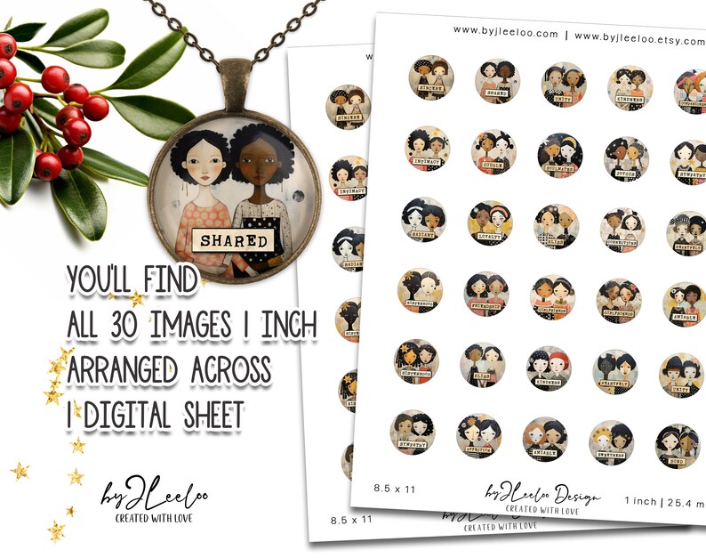 BEST GIRLFRIENDS 1 Inch Printable | Whimsy Supplies Round Pendants ...