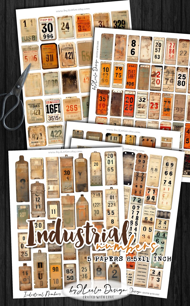 INDUSTRIAL NUMBERS Labels Printable Steampunk Supplies Tags - Etsy