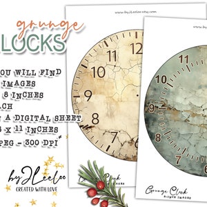 GRUNGE CLOCK 8 Inch Circle Printable Textured Damaged Clock Face Making ...