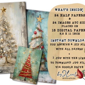 FANCIFUL TREES Christmas Half Pages Printable for Junk Journal Mixed ...
