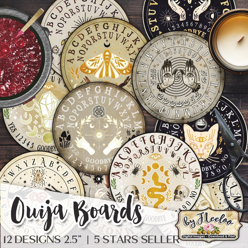 OUIJA BOARD 2.5 Inch Circle Sacred Occut Witch Pendants Printable ...