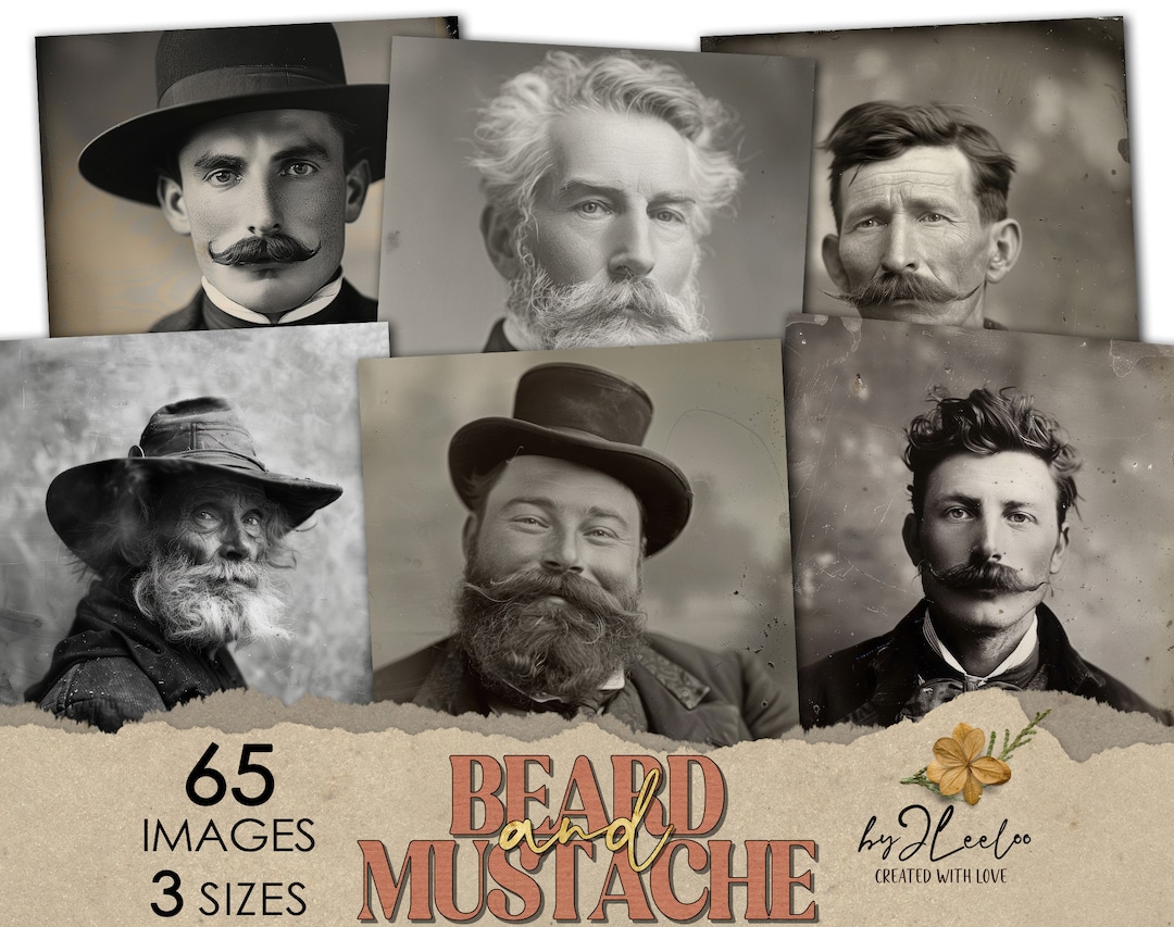 BEARD AND MUSTACHE 65 Old Photos 3 Sizes | Old Portrait Men Mustache ...