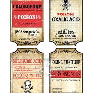 Printable Tags POISON Label Bottle Jar Labels Halloween Instant ...