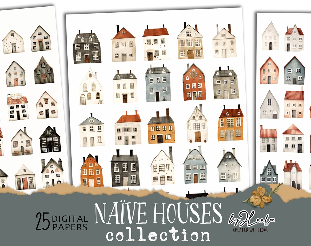 NAÏVE HOUSES COLLECTION Vintage Papers | Printable Fussy-cut Children ...