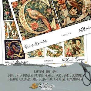 FLORAL ALPHABET Printable Letters | 3 Sizes for Poster Paper Craft Junk ...