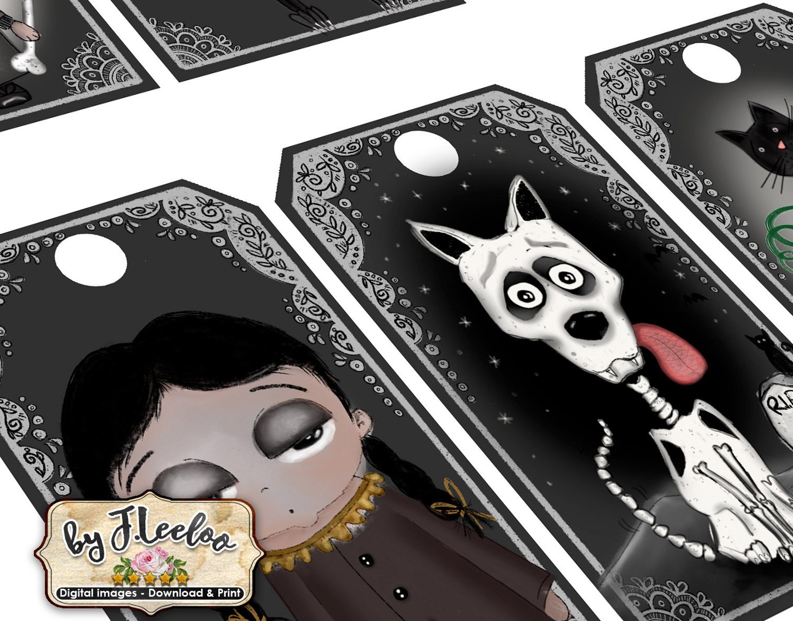 HALLOWEEN Hand Drawn Gothic Tag Clipart Crafting Paper Art | Etsy