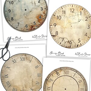 GRUNGE CLOCK 8 Inch Circle Printable Textured Damaged Clock Face Making ...