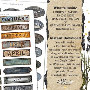 RUSTIC MONTH Plaques Vintage Labels 216 PNG | Metal Victorian Grunge ...