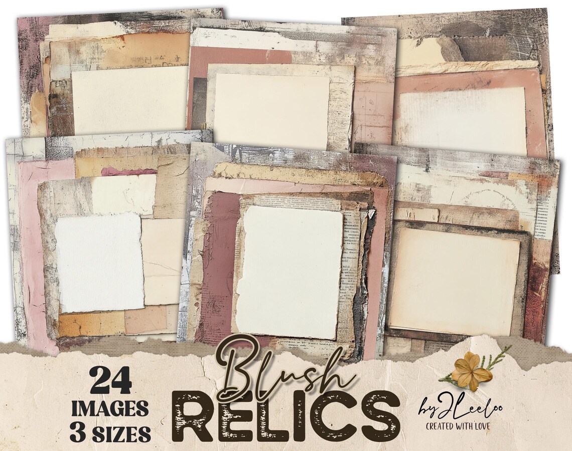 BLUSH RELICS 24 Background 3 Sizes | Junk Journal Collage Shanny Chic ...
