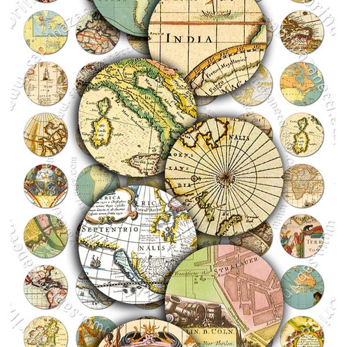 Antique Maps Digital Collage Sheet 1 Inch 1 X 1 - Etsy