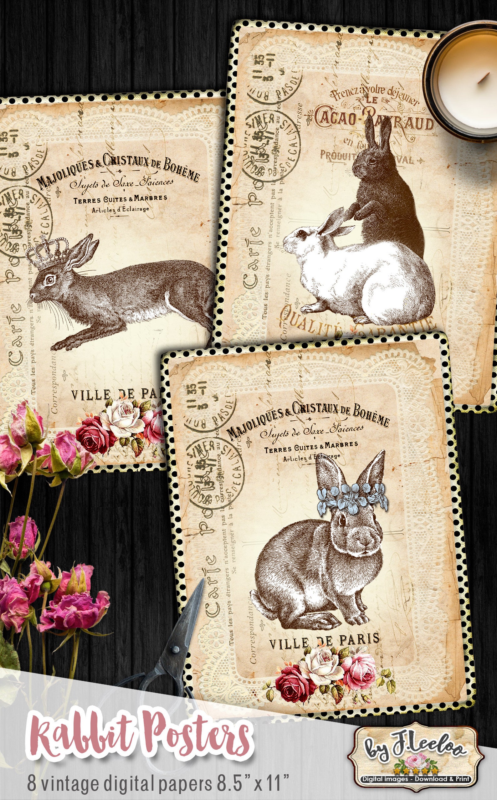 RABBIT POSTER Vintage 8.5x11 Inch Wall Decor Journal - Etsy