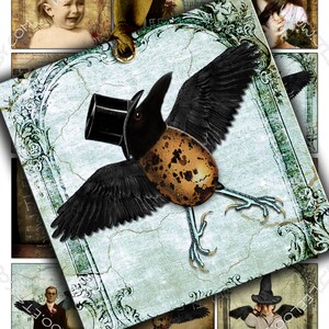 Digital Collage Sheet SCARED SQUARES 2.5 Inch Square for Spooky Scary ...