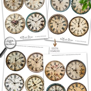 SHABBY CHIC Clock Face 4 Inch Circle Printable | Vintage Supplies for ...