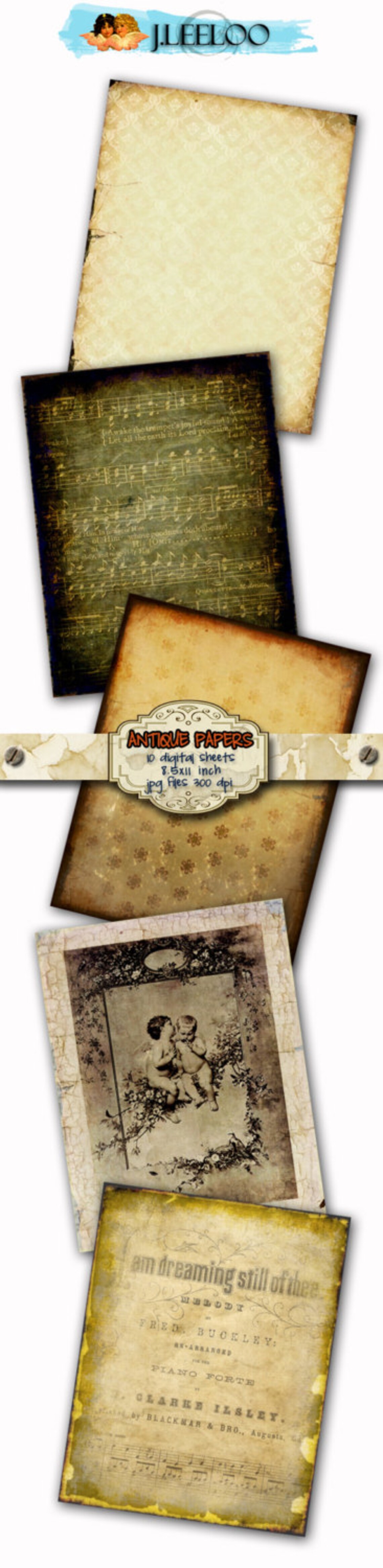 ANTIQUE PAPERS large Digital collage sheets vintage texture | Etsy