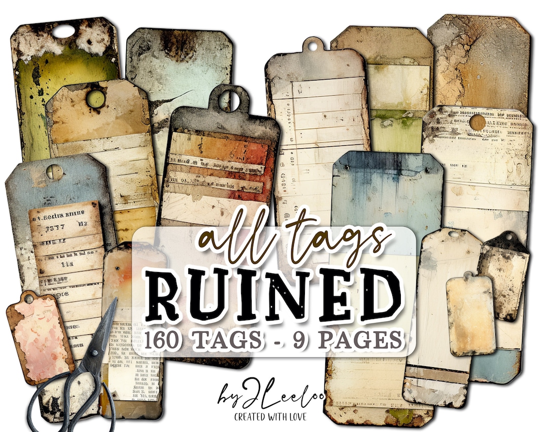 ALL TAGS RUINED Industrial Label Vintage Steampunk Supplies | Grungy ...