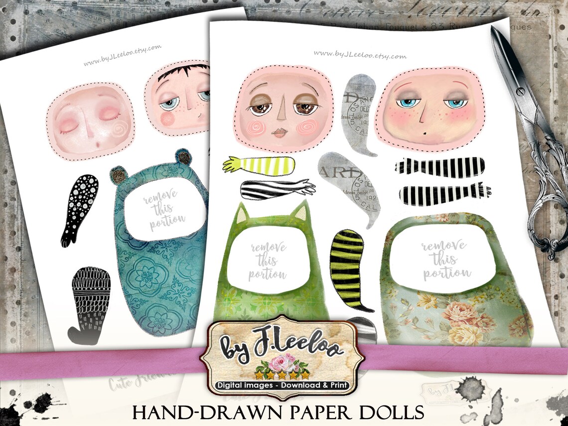 PAPER DOLL Articulated Hand-drawn Digital Altered Art for Journal Page ...