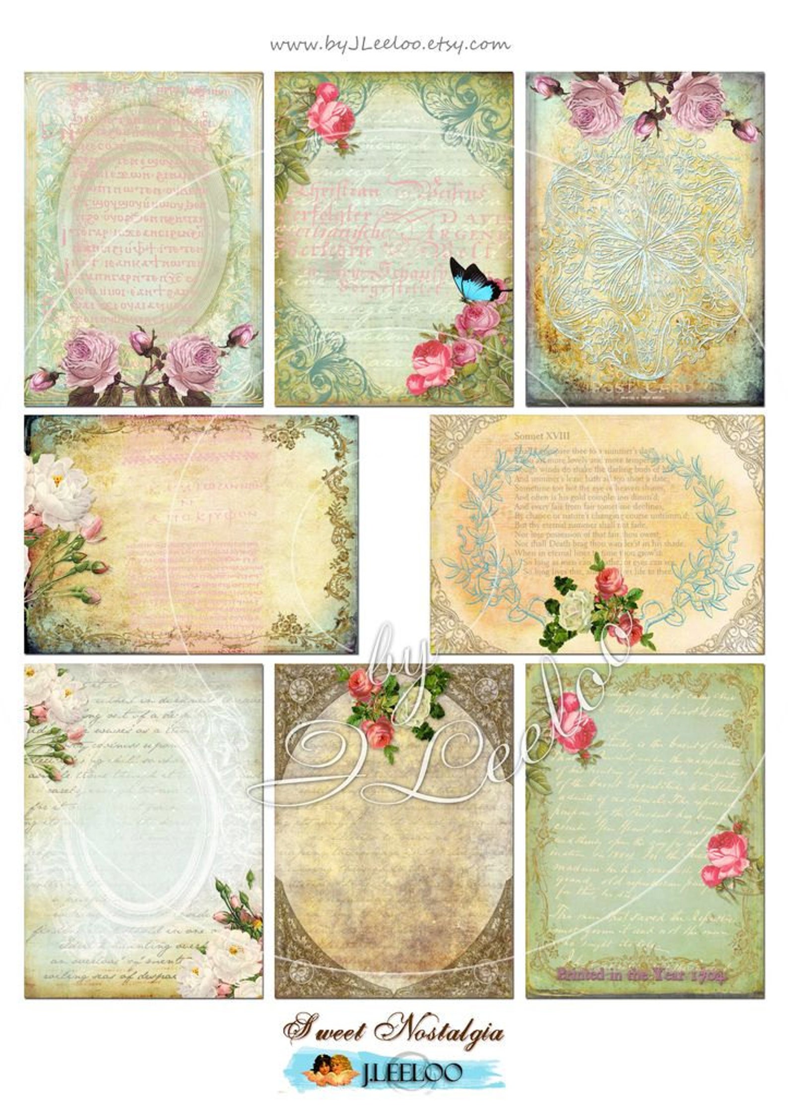 SWEET NOSTALGIA Printable Vintage Greeting Writable Gift Atc - Etsy