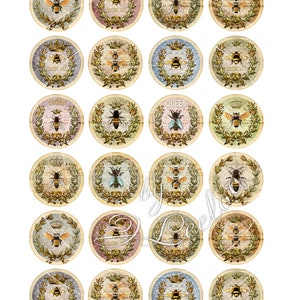 QUEEN BEE Printable Sheets 1.5 Inch Digital Images French Paper Goods ...