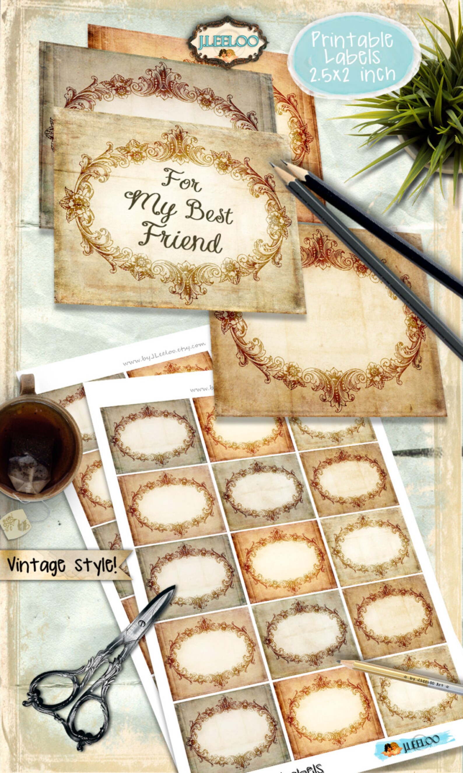 VINTAGE LABELS Blank Editable Printable Tags Label Poison | Etsy