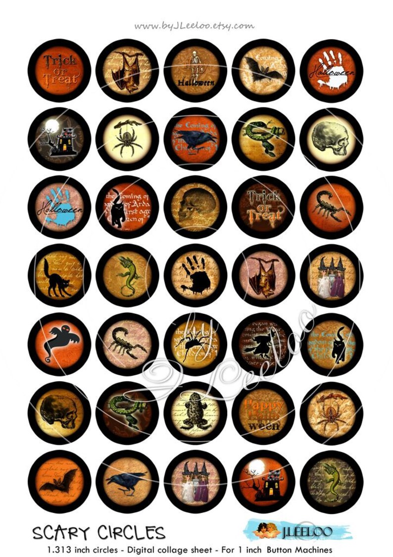 SCARY CIRCLE 1.313 Inch Button Size Digital Collage Sheet - Etsy
