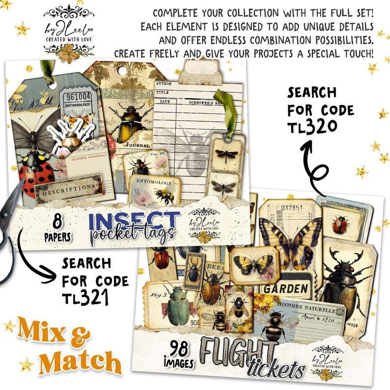 FLIGHT TICKETS 98 Entomology Tags Printable | Labels Vintage Stickers ...