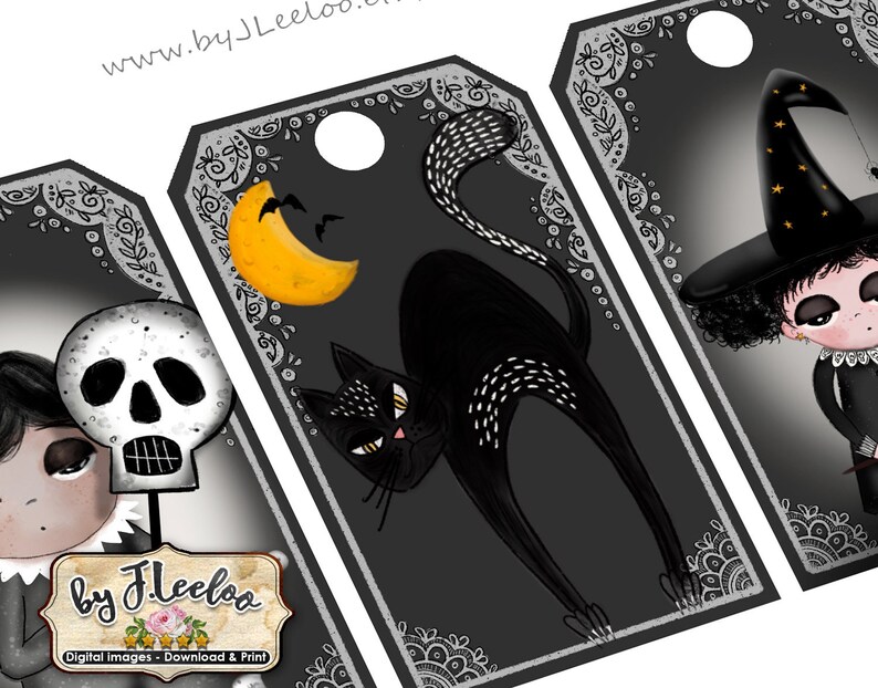 HALLOWEEN Hand Drawn Gothic Tag Clipart Crafting Paper Art | Etsy