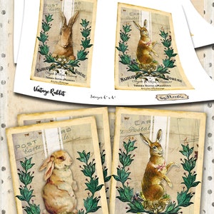 VINTAGE RABBIT Printable Cards Easter Tattered Vintage for Scrapbook ...