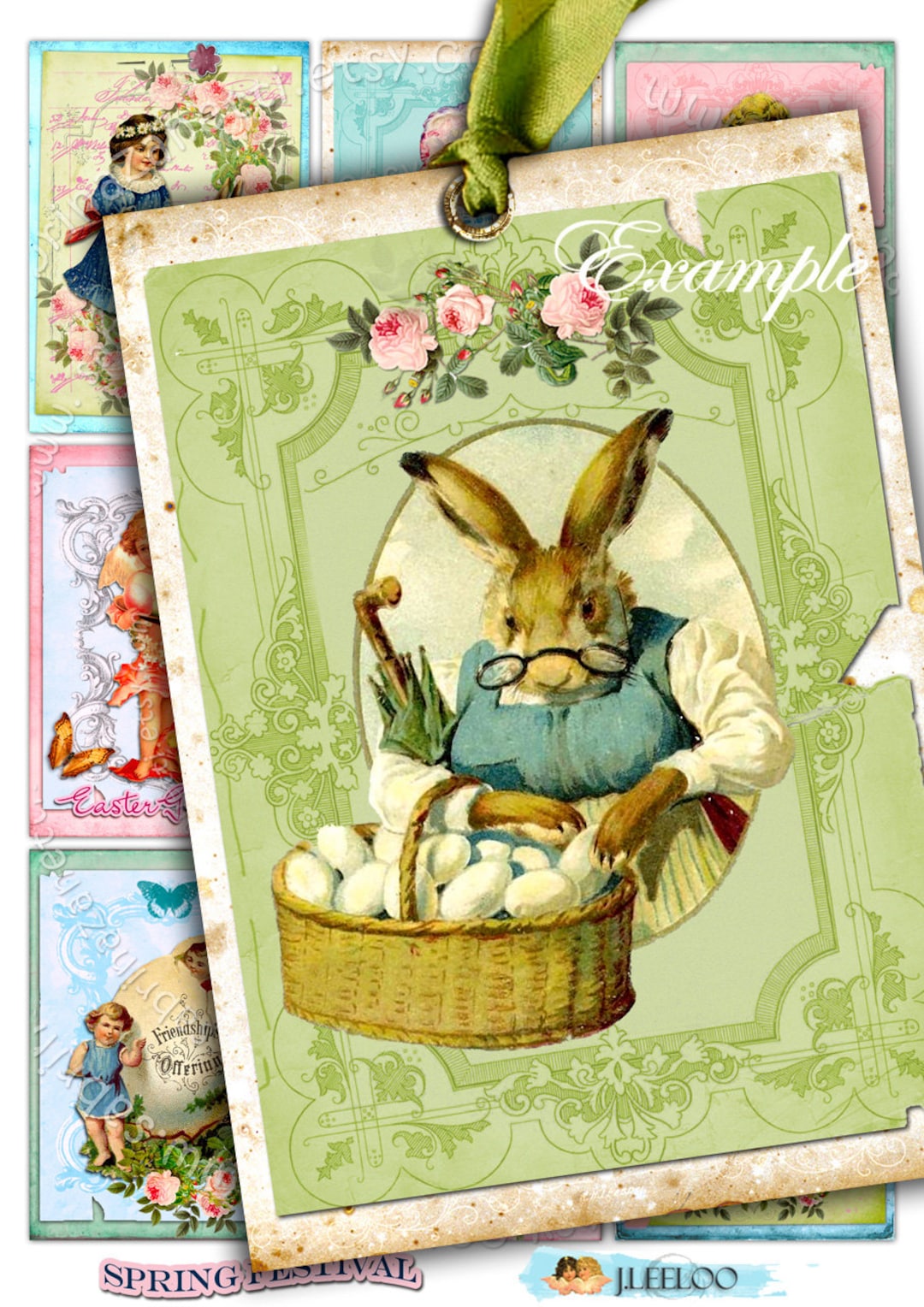 SPRING FESTIVAL Digital Collage Sheet - Printable Springtime Gift Card ...