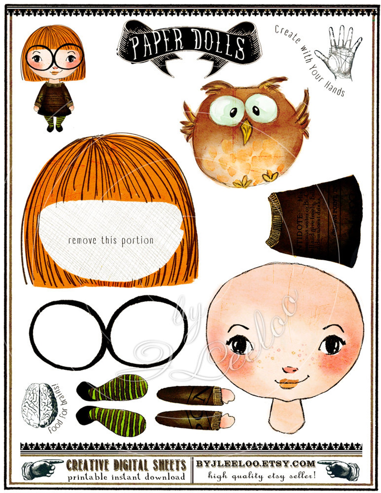 PAPER DOLL Digital Altered Art Digital Collage Sheet for Journal Page ...