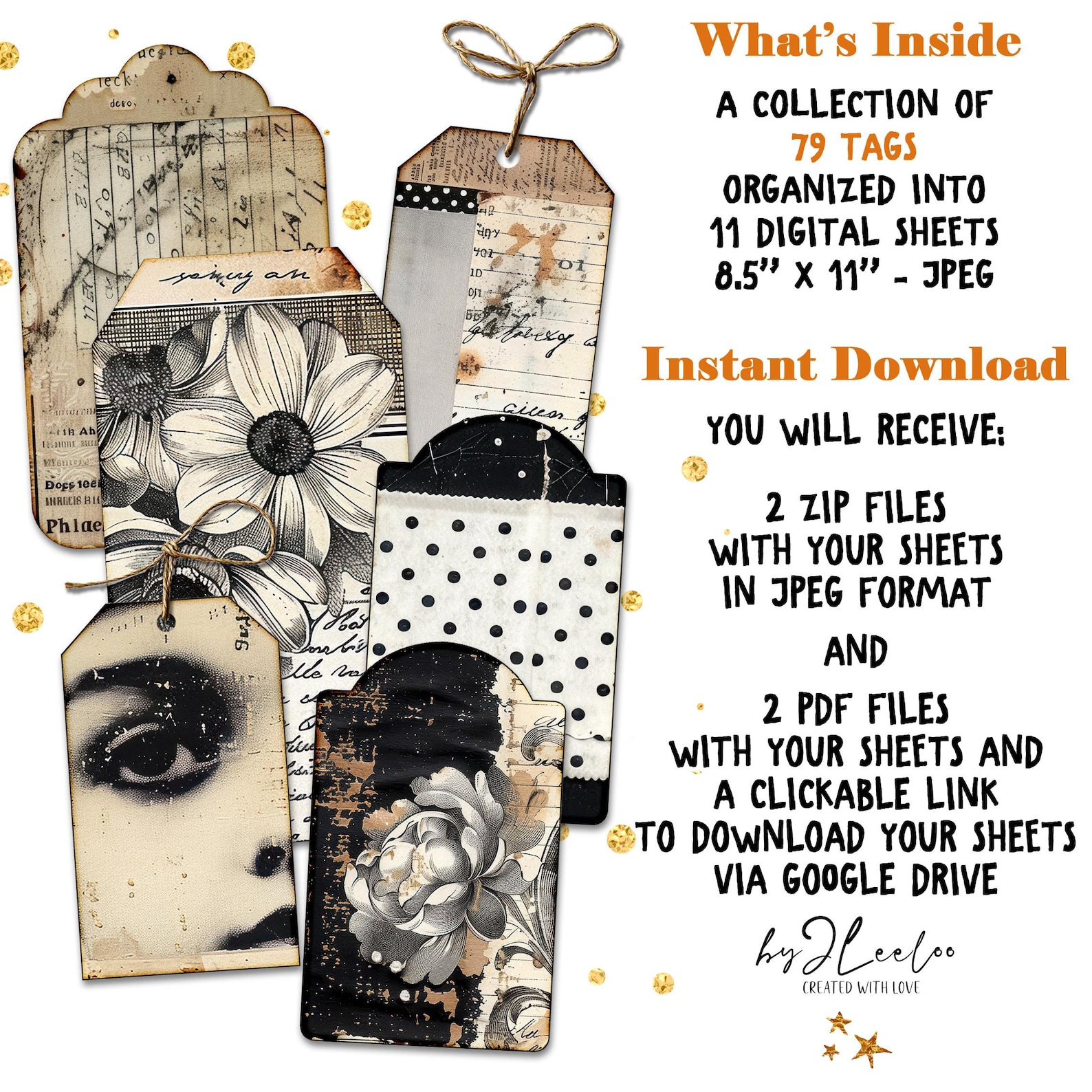 FADED NOTES TAGS Vintage Text Tag | Distressed Grunge Ephemera Junk ...