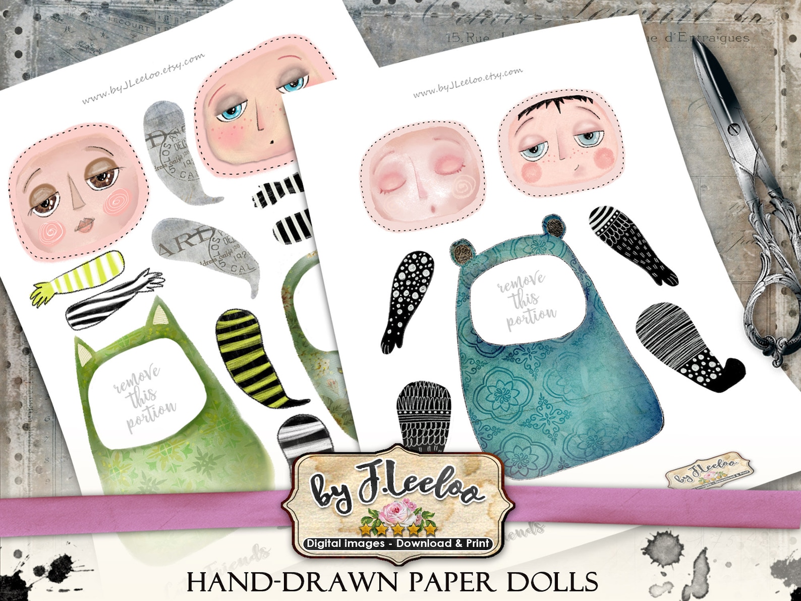 PAPER DOLL Articulated Hand-drawn Digital Altered Art for Journal Page ...